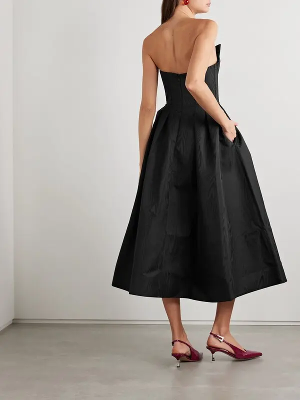 rebecca vallance luiza pleated strapless midi dress REBECCA VALLANCE