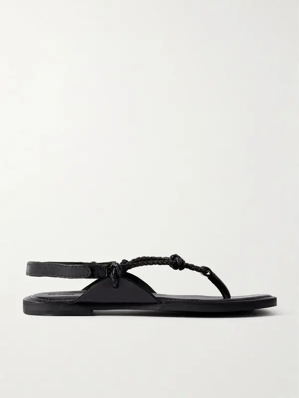ST. AGNI Woven Leather Sandals - Black