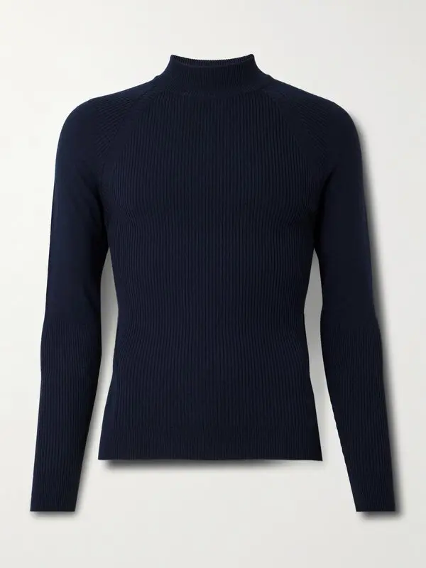 Loro Piana Ribbed Virgin Wool-blend Ski Base Layer - Blue