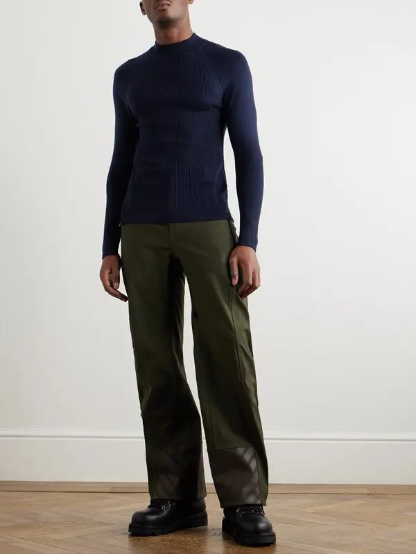 Loro Piana Ribbed Virgin Wool-blend Ski Base Layer - Blue