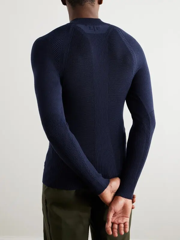 Loro Piana Ribbed Virgin Wool-blend Ski Base Layer - Blue