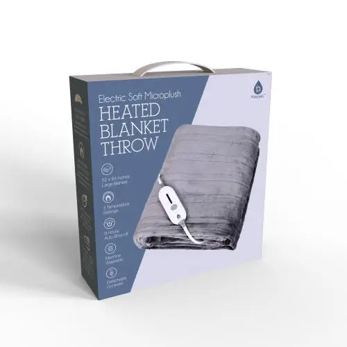 PURSONIC Electric Soft Microplush Heated Throw Blanket - Grey