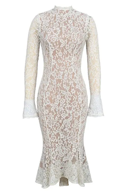 House Of Cb Sophia Lace Midi Dress - Ivory | Editorialist