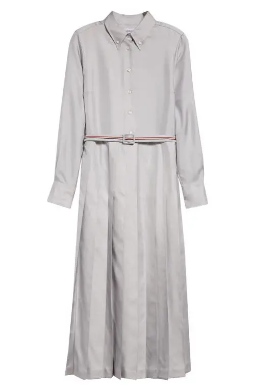 Thom Browne Long Sleeve Pleated Midi Shirtdress