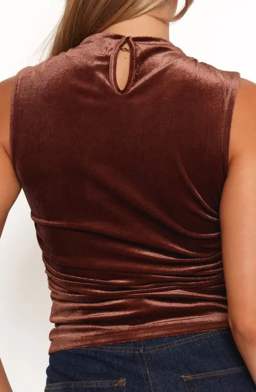 PETAL & PUP Nissa Ruched Velvet Top - Bronze