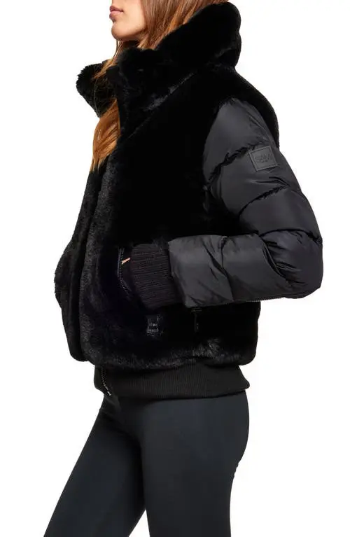 Sam. Carlie Faux Fur Quilted Down Puffer Jacket - Black