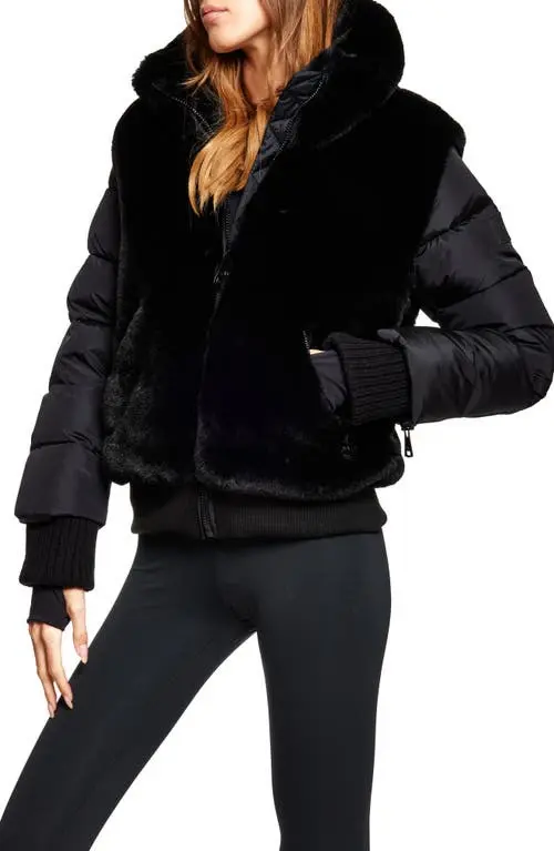 Sam. Carlie Faux Fur Quilted Down Puffer Jacket - Black