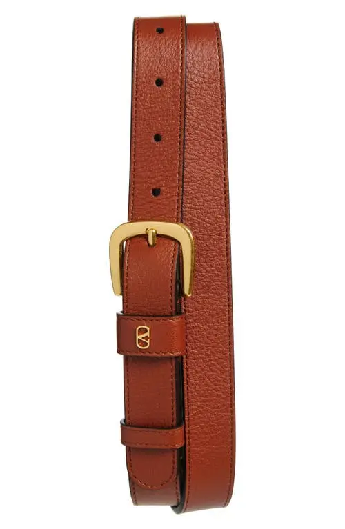 Valentino Garavani Vlogo Leather Belt - Caramel