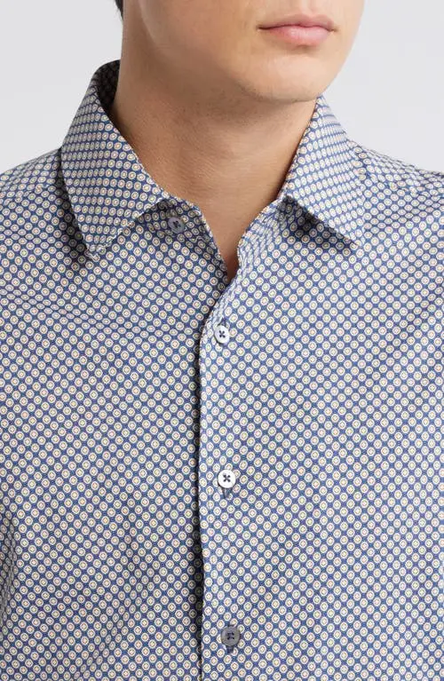 Zanella Tile Neat Knit Cotton Blend Dress Shirt
