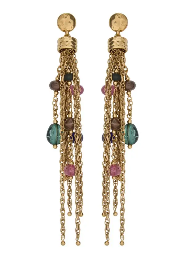 Chloé Pompoms Tassel Drop Earrings - Gold