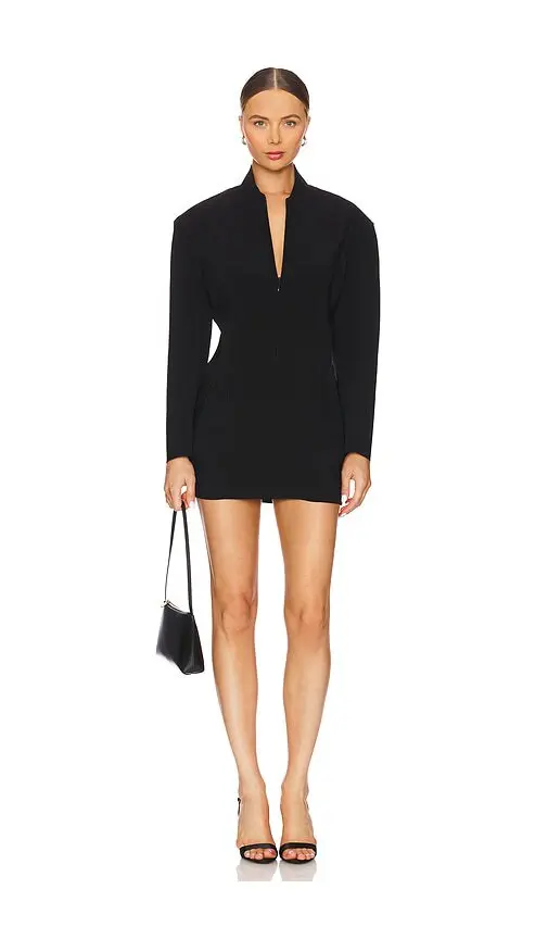 knee length dresses for ladies Norma Kamali Long Sleeve Crewneck Mini Dress