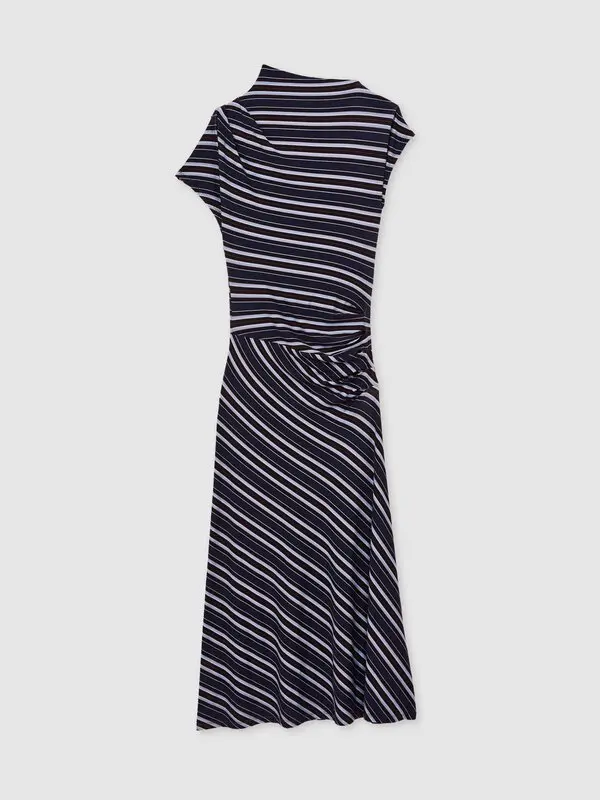 REISS Dillon Petite Stripe-print Draped Midi Dress