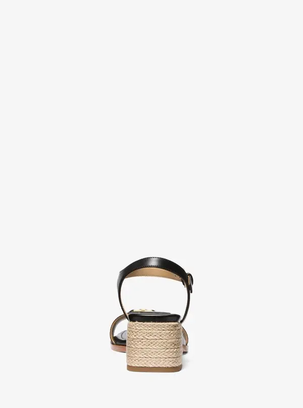 Michael Kors Mandy Leather Block Heel Sandal
