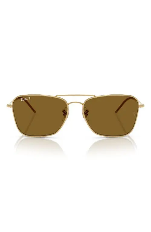 Ray-ban 53mm Polarized Square Sunglasses - Gold Flash
