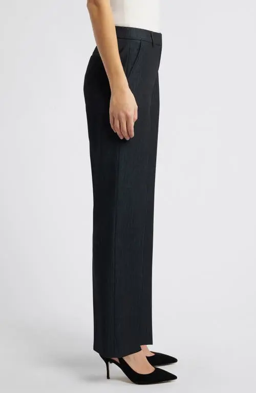 Anne Klein Flat Front Mid Rise Wide Leg Trousers
