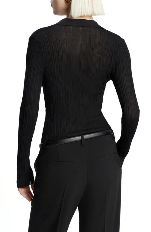 Bardot Ayda Long Sleeve Rib Top - Black
