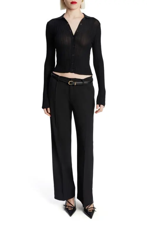 Bardot Ayda Long Sleeve Rib Top - Black