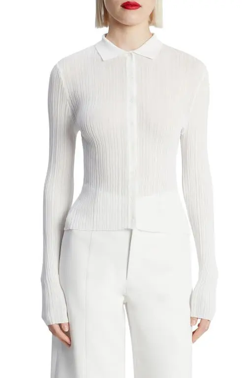 Bardot Ayda Long Sleeve Rib Top - Orchid White