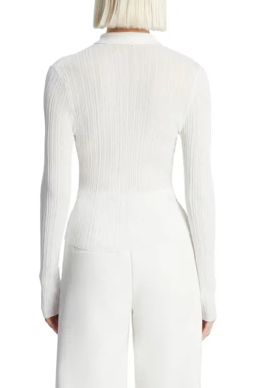 Bardot Ayda Long Sleeve Rib Top - Orchid White