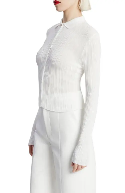 Bardot Ayda Long Sleeve Rib Top - Orchid White