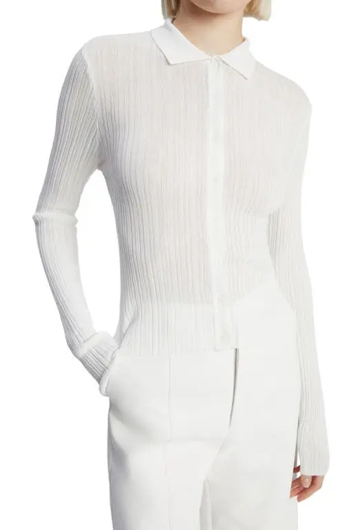 Bardot Ayda Long Sleeve Rib Top - Orchid White