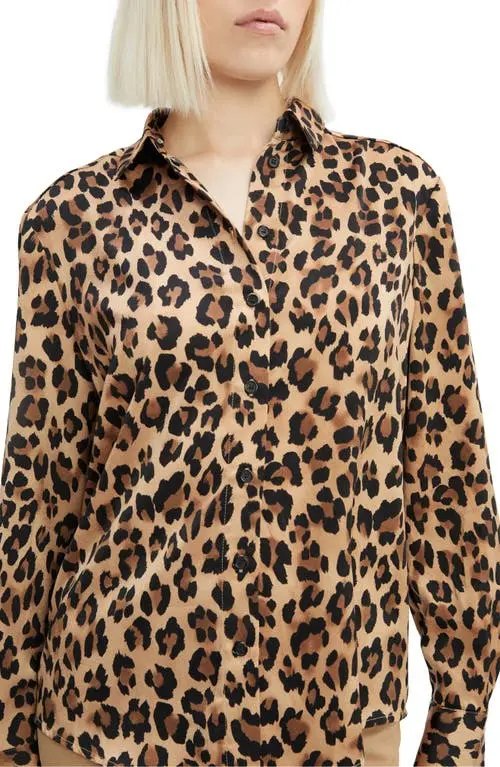 Bardot Print Satin Button-up Shirt