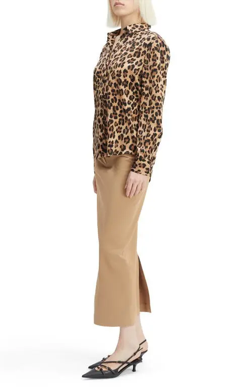 Bardot Print Satin Button-up Shirt