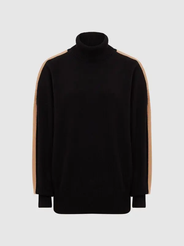 REISS Nova Colourblock Knitted Roll Neck Jumper