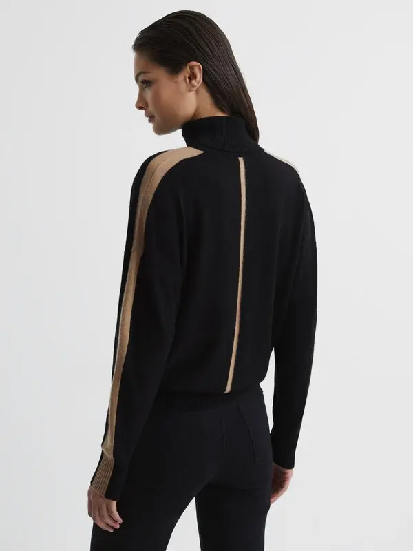 REISS Nova Colourblock Knitted Roll Neck Jumper