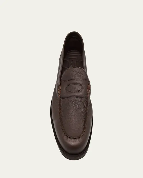 John Lobb Pace Grained Leather Penny Loafers - Dark Brown