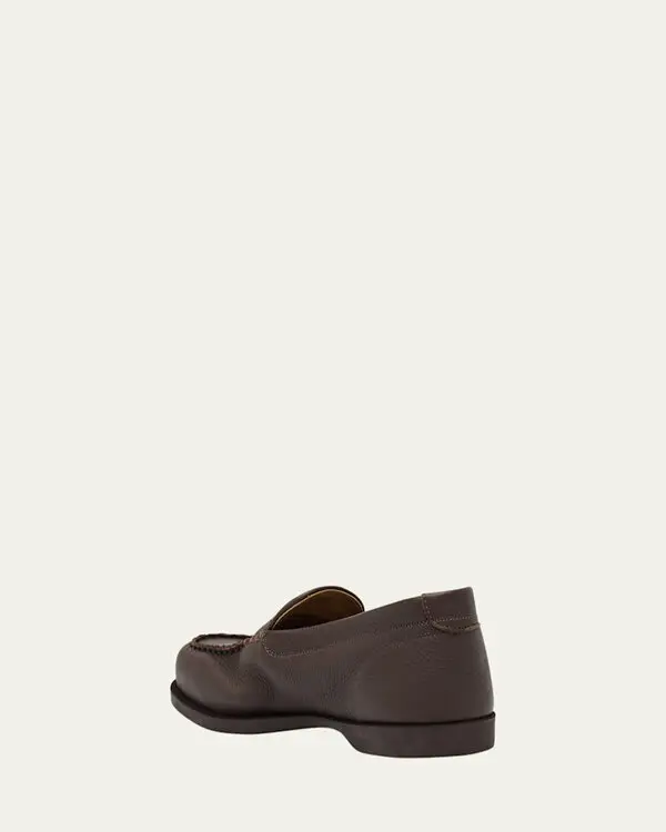 John Lobb Pace Grained Leather Penny Loafers - Dark Brown