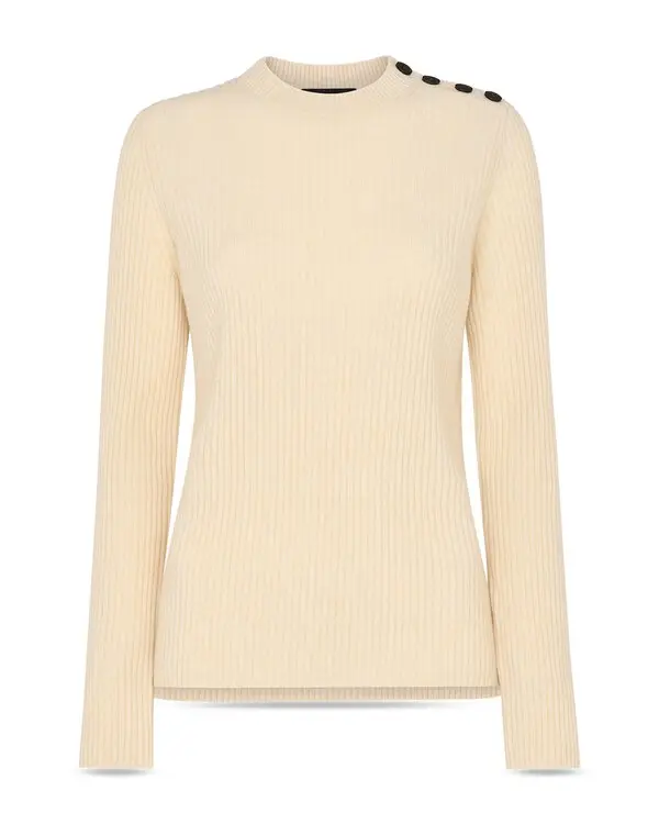 Whistles Button Trim Wool Sweater