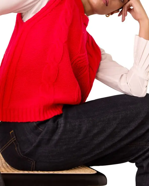 Whistles Cable Knit Sleeveless Sweater
