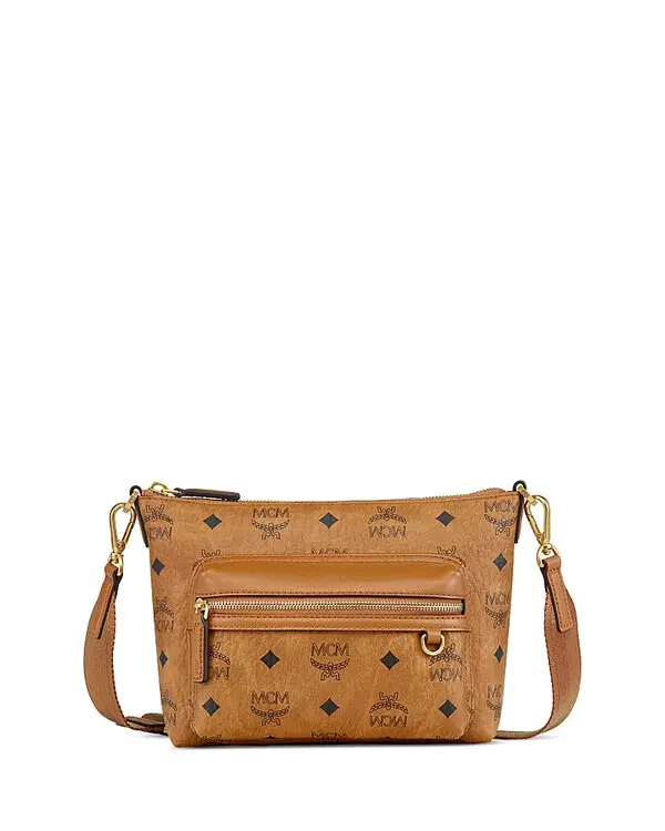 Mcm Aren Visetos Crossbody - Cognac