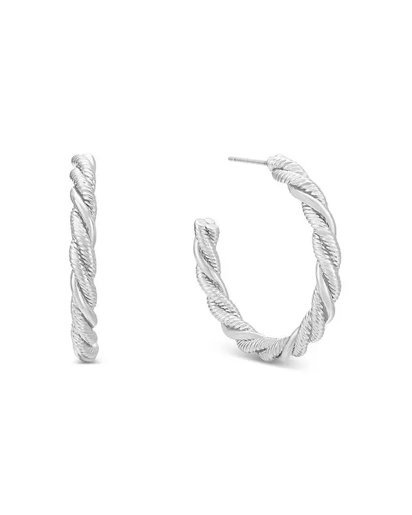 Ettika Spun Strands Twisted Hoop Earrings - Silver