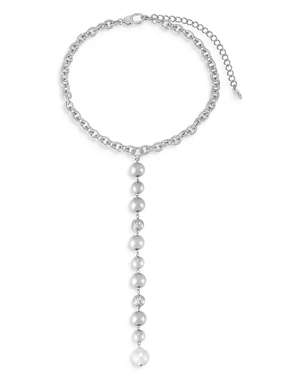 Ettika Cultured Freshwater Pearl Lariat Necklace - Silver
