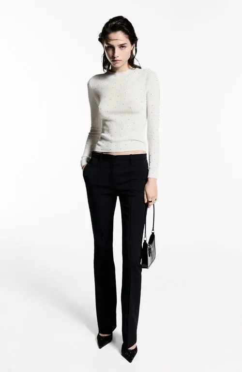 Mango Rhinestone Detail Rib Sweater