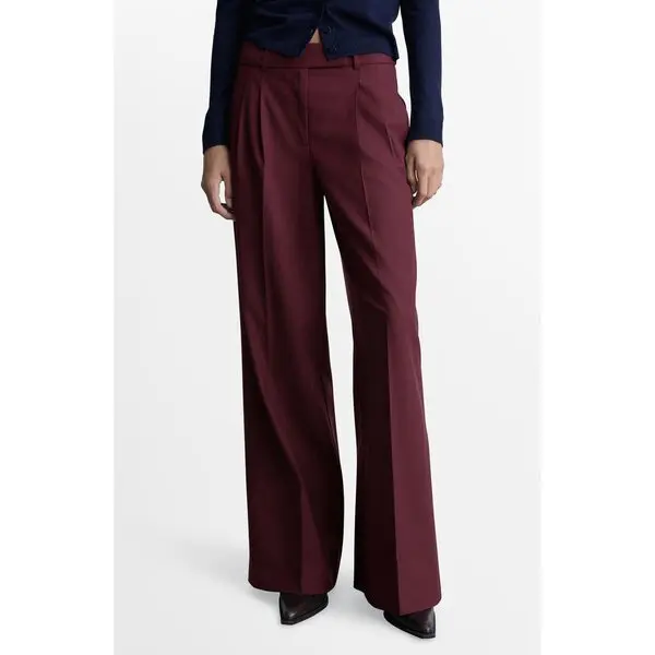 Mango Pleated Wide Leg Trousers
