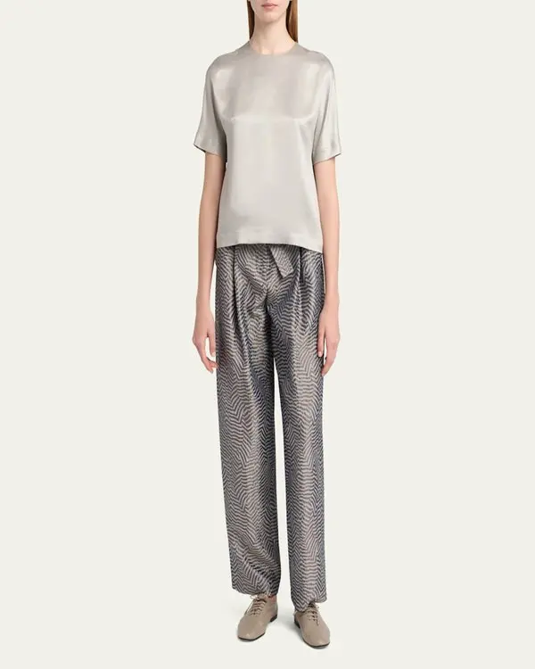 Giorgio Armani Cupro Short-sleeve Blouse - Silver