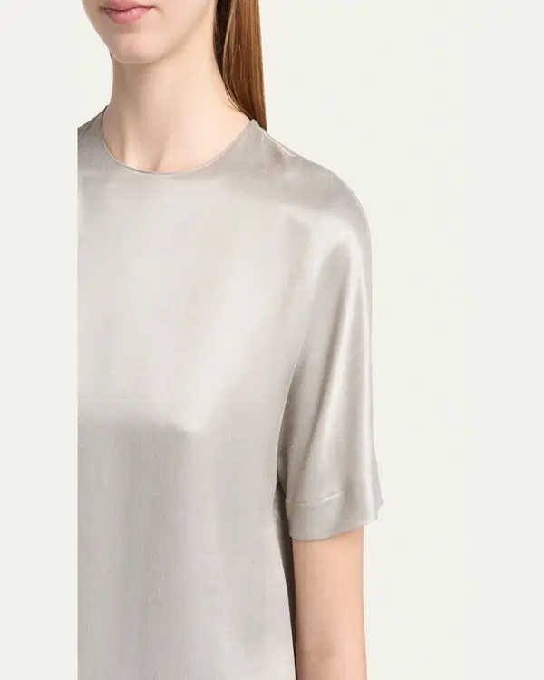 Giorgio Armani Cupro Short-sleeve Blouse - Silver
