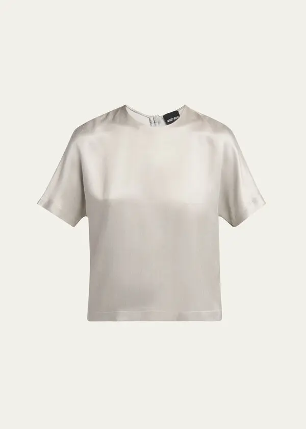 Giorgio Armani Cupro Short-sleeve Blouse - Silver