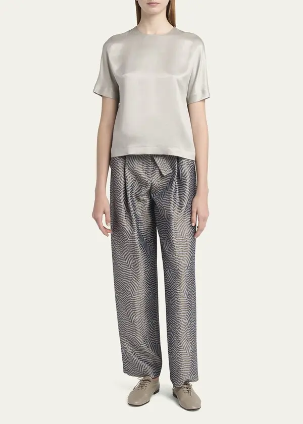 Giorgio Armani Cupro Short-sleeve Blouse - Silver