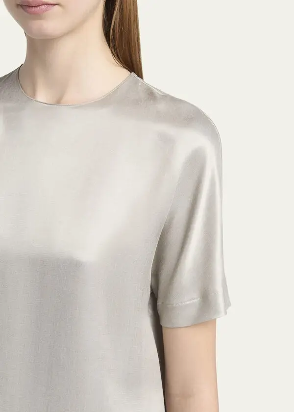 Giorgio Armani Cupro Short-sleeve Blouse - Silver