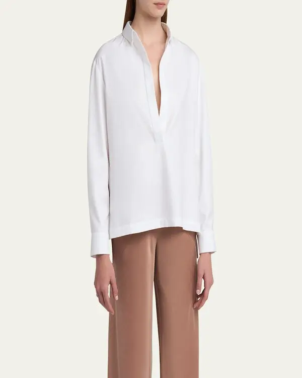 Giorgio Armani Cotton Twill Tunic Blouse