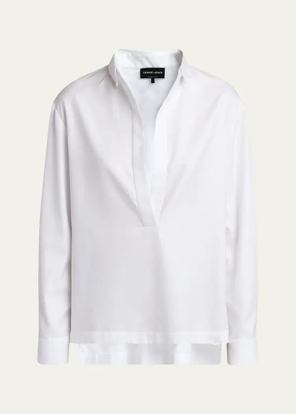 Giorgio Armani Cotton Twill Tunic Blouse