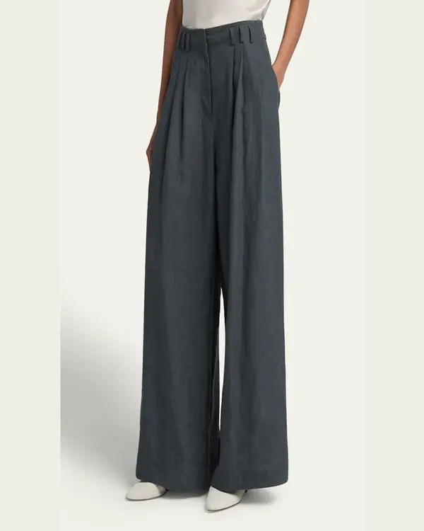 Giorgio Armani Pleated Wide-leg Linen Trousers