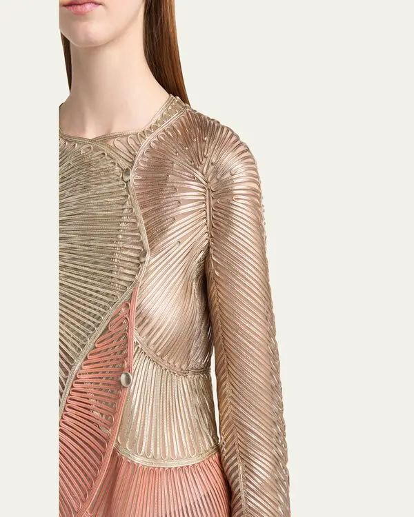 Giorgio Armani Metallic Soutache Leather Jacket
