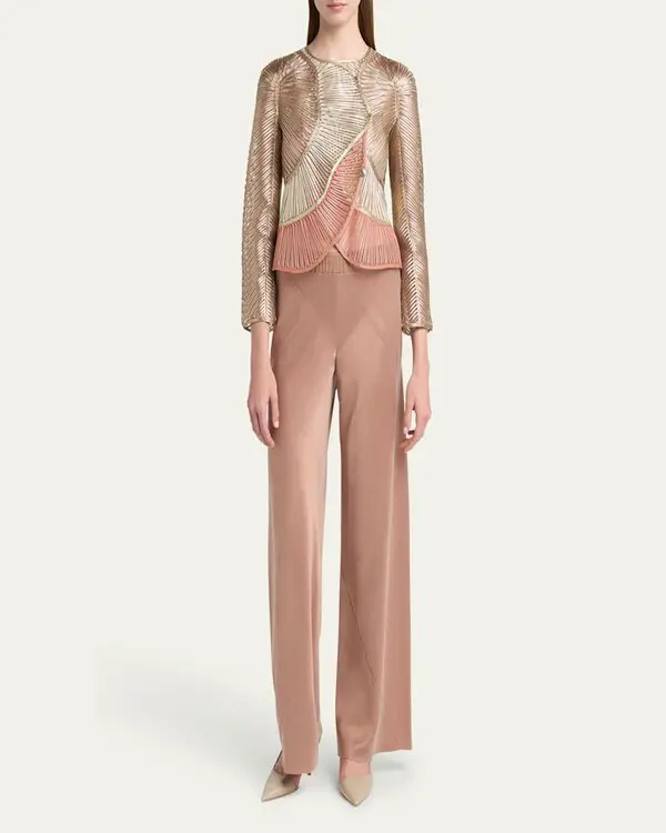 Giorgio Armani Metallic Soutache Leather Jacket
