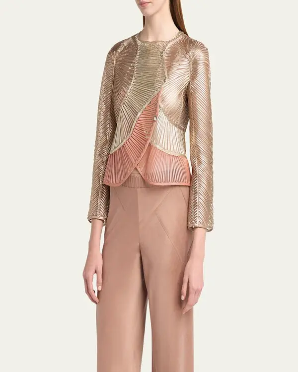 Giorgio Armani Metallic Soutache Leather Jacket