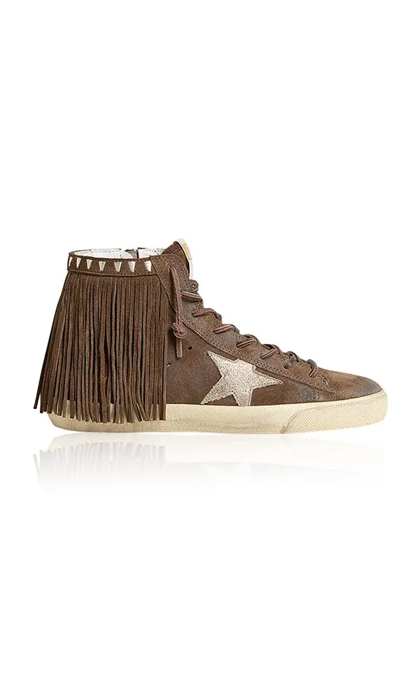 GOLDEN GOOSE Francy Fringed Suede Sneakers - Brown